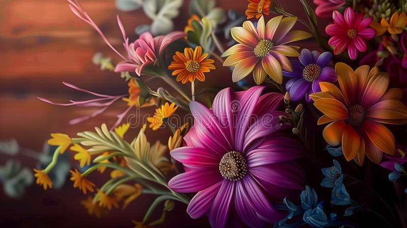 Flower Bouquet Illustration in Multi Colored, AI Generative Stock Photo ...