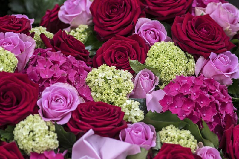 Flower Bouquet in Pink and Red Stock Image - Image of plant, roses ...