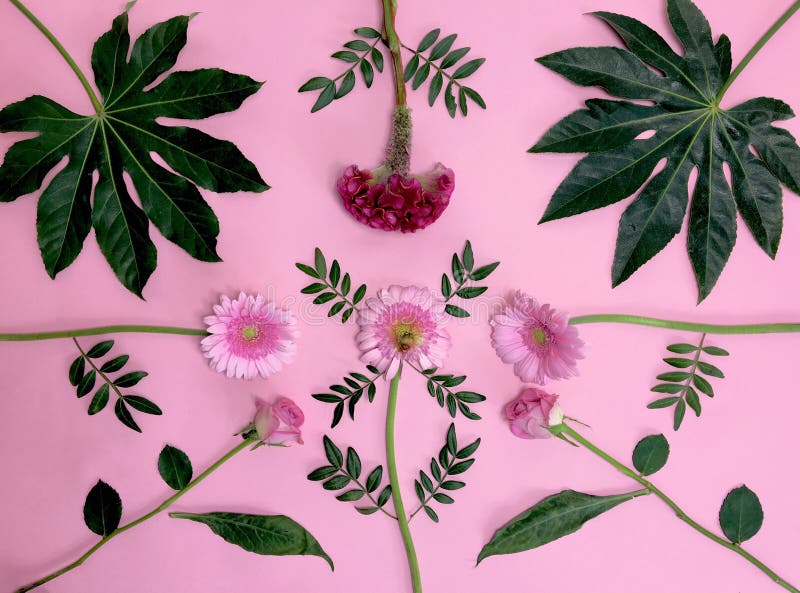 Flower Bouquet on Pink Surface Stock Image - Image of colotful, beauty ...