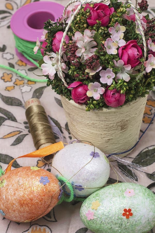 Flower Bouquet and Sewing Accessories Stock Photo - Image of handmade ...