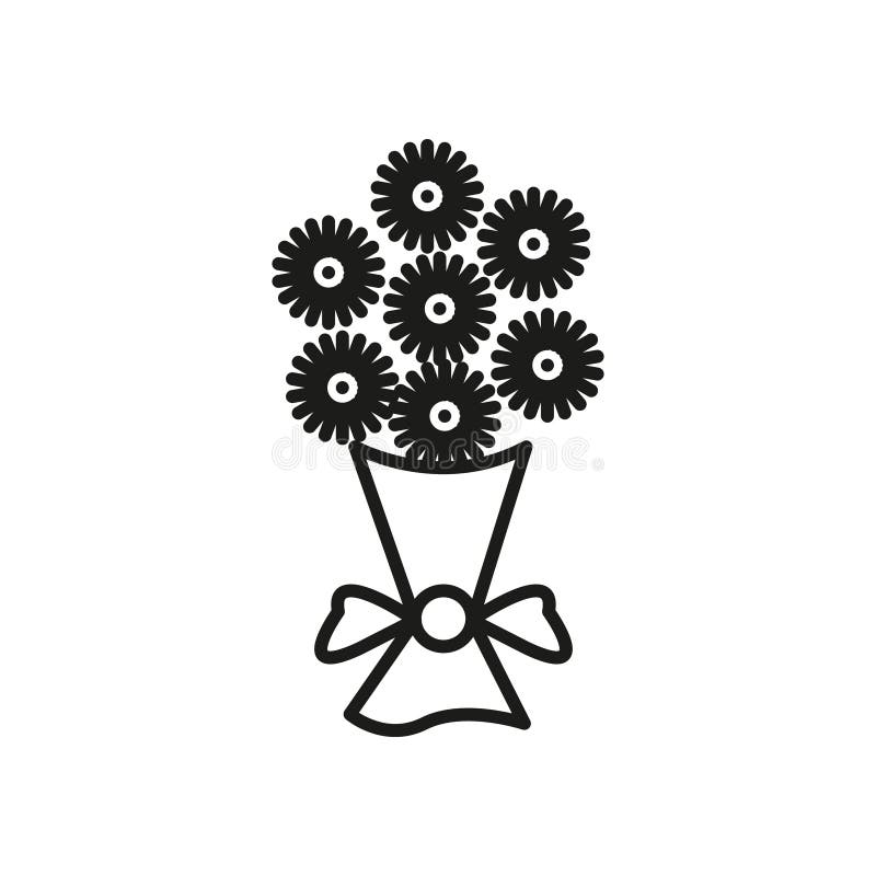 Flower Bouquet Wrapping Icon Flat Line Symbol Set Stock Vector ...