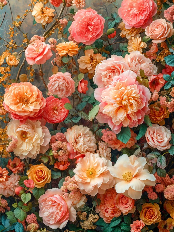 Flower Bouquets in Vibrant Colours Stock Illustration - Illustration of ...