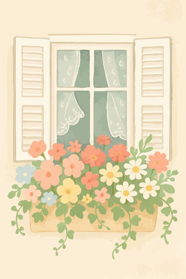 Flower Box Window Print Design in Vector Stock Vector - Illustration of ...
