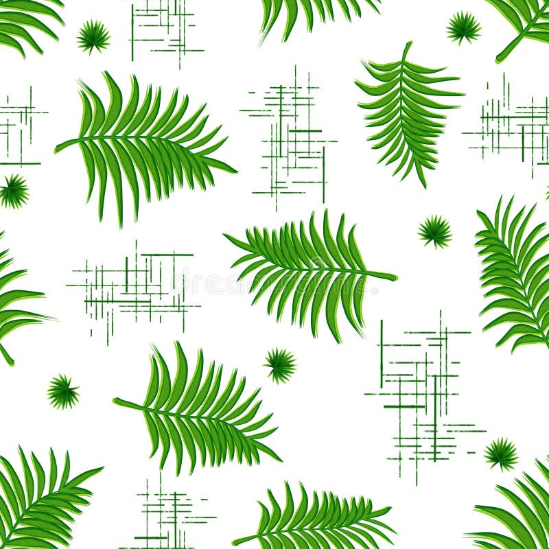Flower Branches with Leaves Design Seamless Pattern Stock Illustration ...