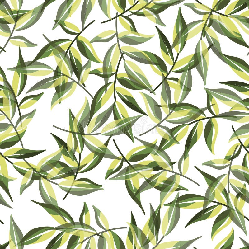 Flower Branches with Leaves Design Seamless Pattern Stock Photo - Image ...