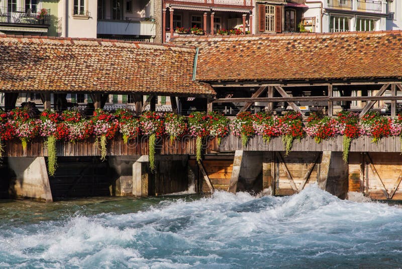 Flower bridge in Thun stock image. Image of schweiz, upper - 47049635