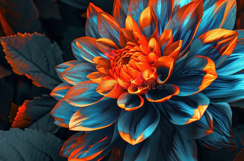 A Flower with Bright Blue and Orange Colors Stock Photo - Image of ...