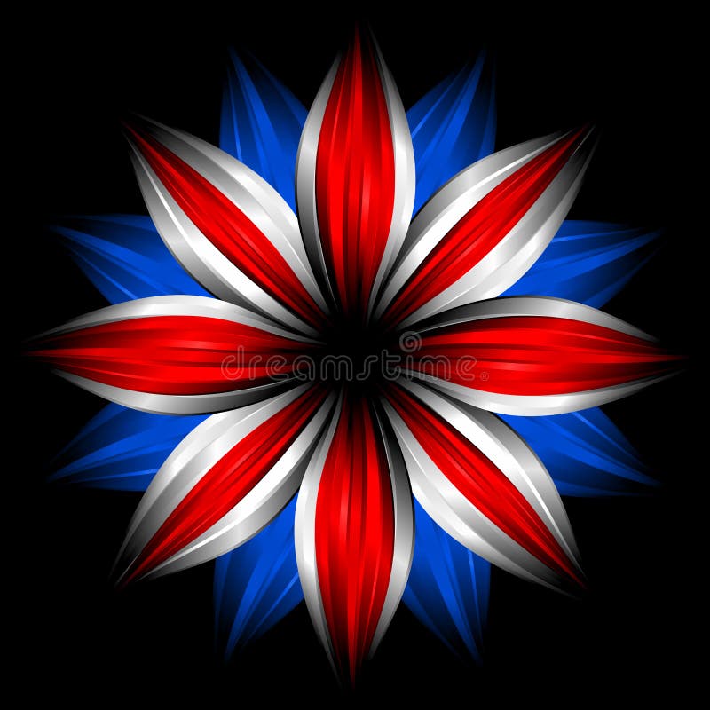 Flower with British Flag Colors on Black Stock Illustration ...