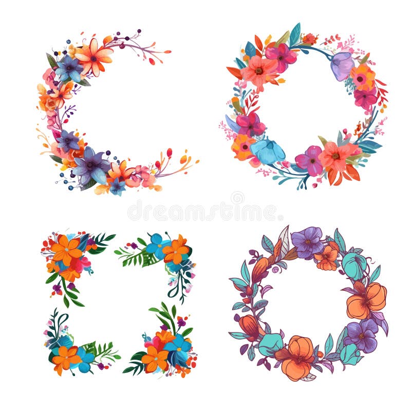 FLOWER BUCKET FRAME BOTANICAL SUMMER Stock Vector - Illustration of ...