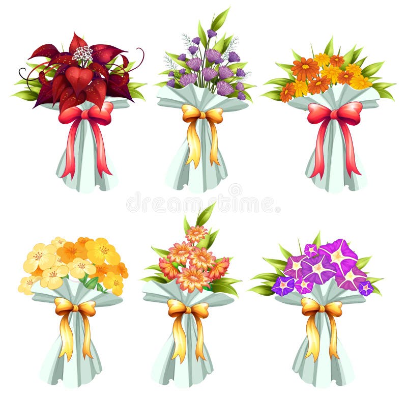 Bunches of Flowers Collection Stock Vector - Illustration of graphic ...