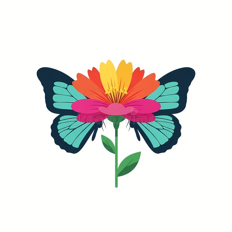 Flower with Butterfly Wings Symmetry Vector Stock Illustration ...