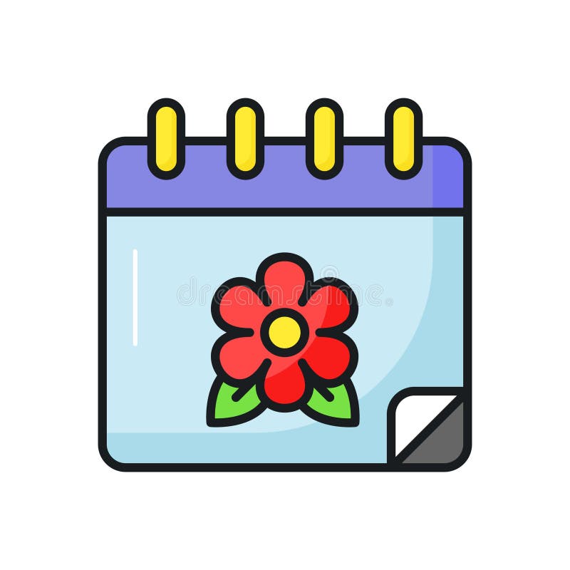 Flower on Calendar Denoting Concept Vector of Spring Calendar in ...