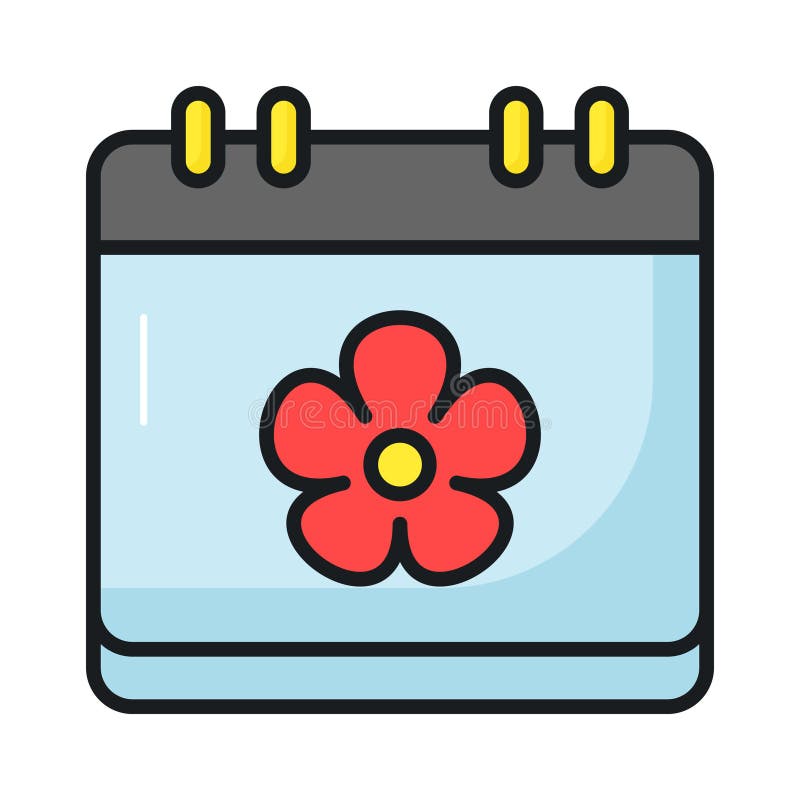 Flower on Calendar Denoting Concept Vector of Spring Calendar in ...