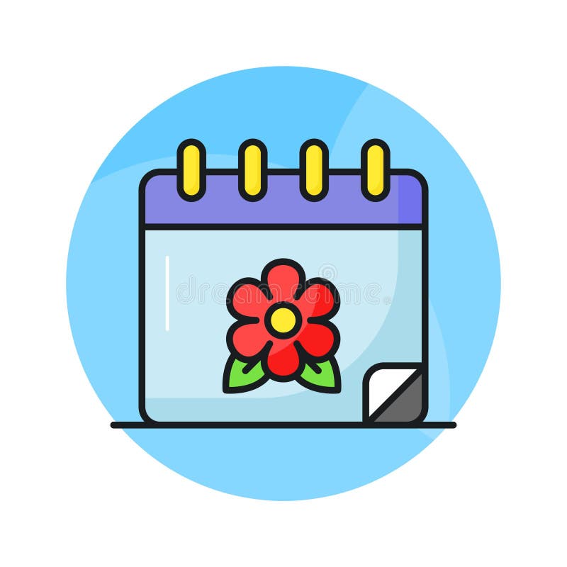 Flower on Calendar Denoting Concept Vector of Spring Calendar in ...