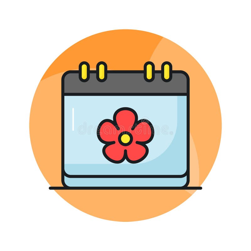 Flower on Calendar Denoting Concept Vector of Spring Calendar in ...