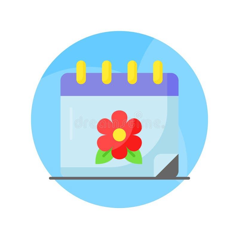 Flower on Calendar Denoting Concept Vector of Spring Calendar in ...