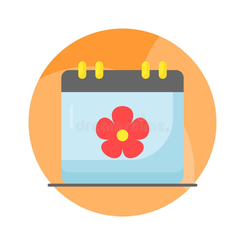 Flower on Calendar Denoting Concept Vector of Spring Calendar in ...