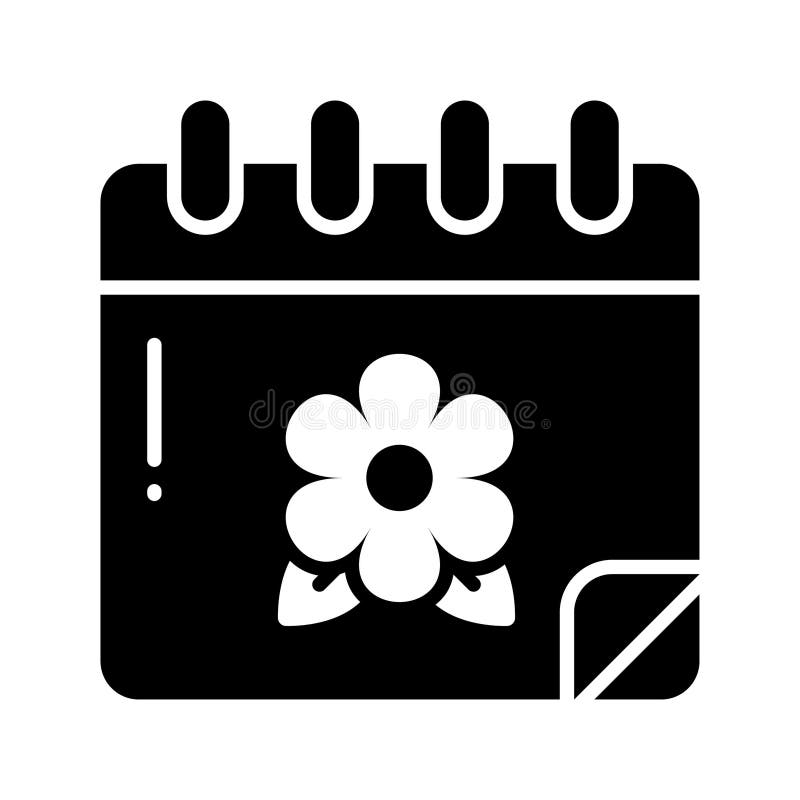Flower on Calendar Denoting Concept Vector of Spring Calendar in ...