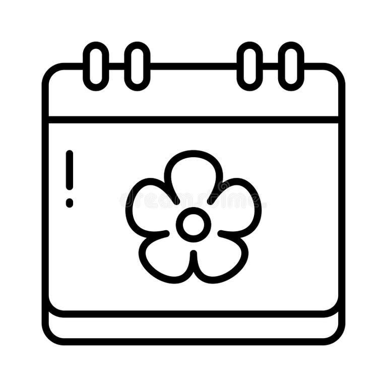 Flower on Calendar Denoting Concept Vector of Spring Calendar in ...