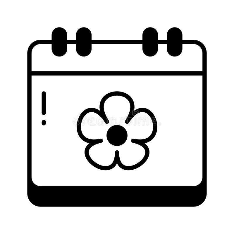 Flower on Calendar Denoting Concept Vector of Spring Calendar in ...