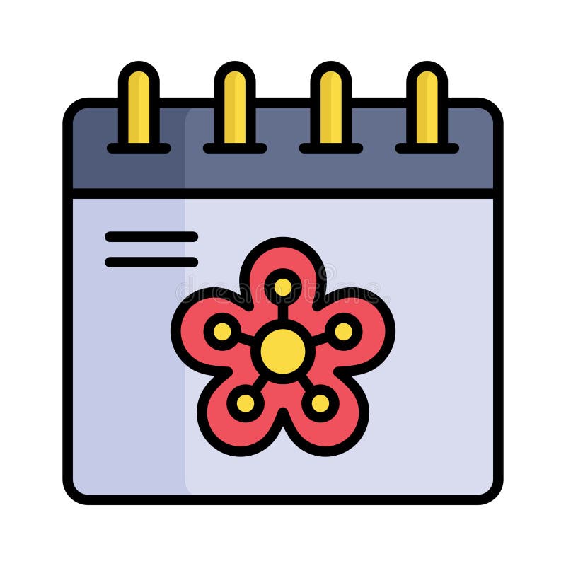Flower on Calendar Denoting Concept Vector of Spring Calendar in ...