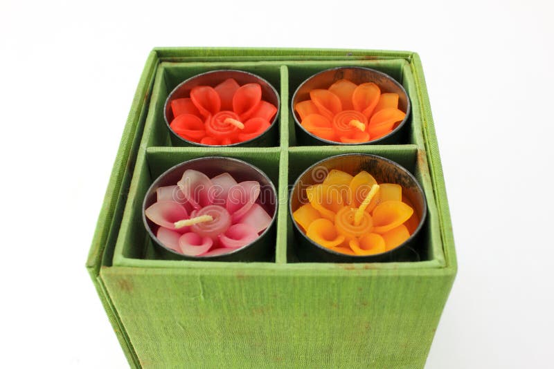 Flower Candle in the Cartridge. Stock Image - Image of holder, orange ...