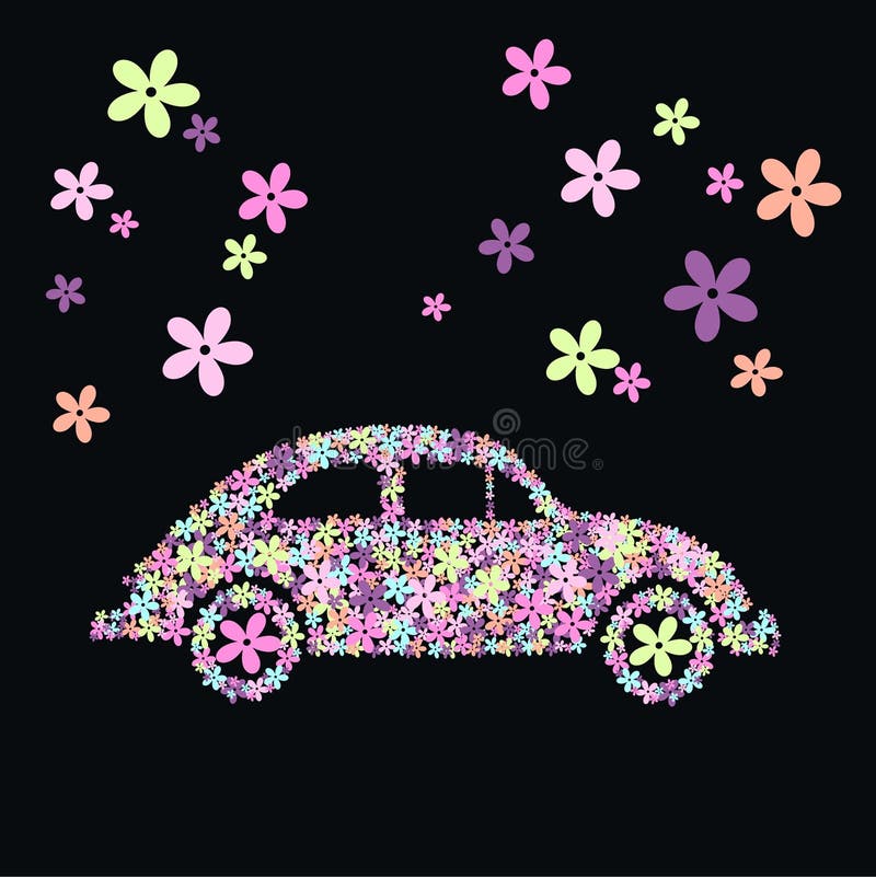 Vector hippie beetle car stock vector. Illustration of love - 9405208