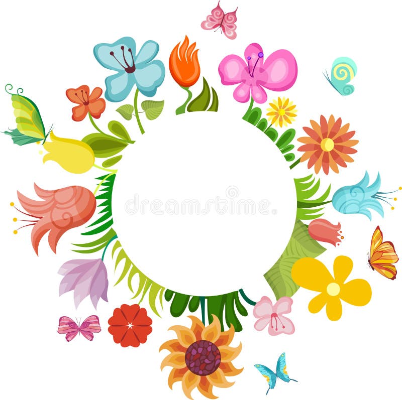 Beautiful Spring Flowers Circle Button Background Stock Vector ...
