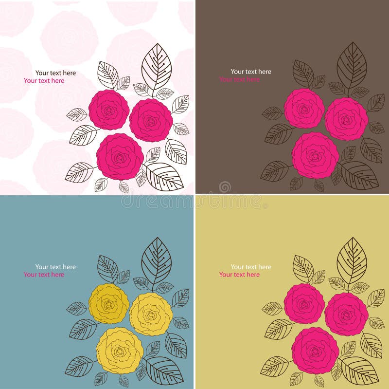 Flower cards. Set stock vector. Illustration of blossom - 25087093