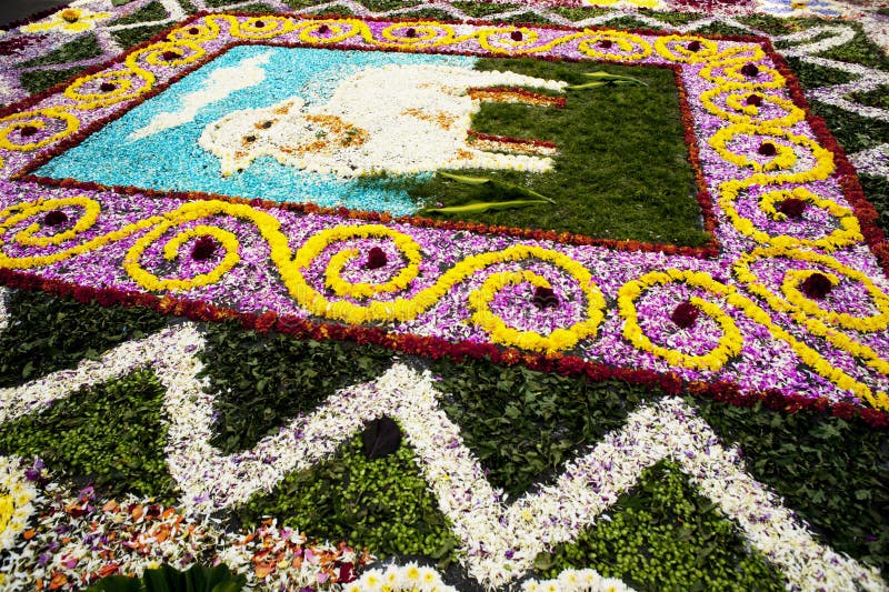 Flower carpet--cusco city stock image. Image of pattern - 282923975