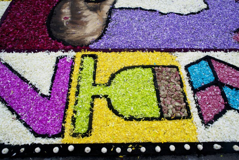 Flower Carpet-street of Cusco City Full Frame Color Peru Editorial ...