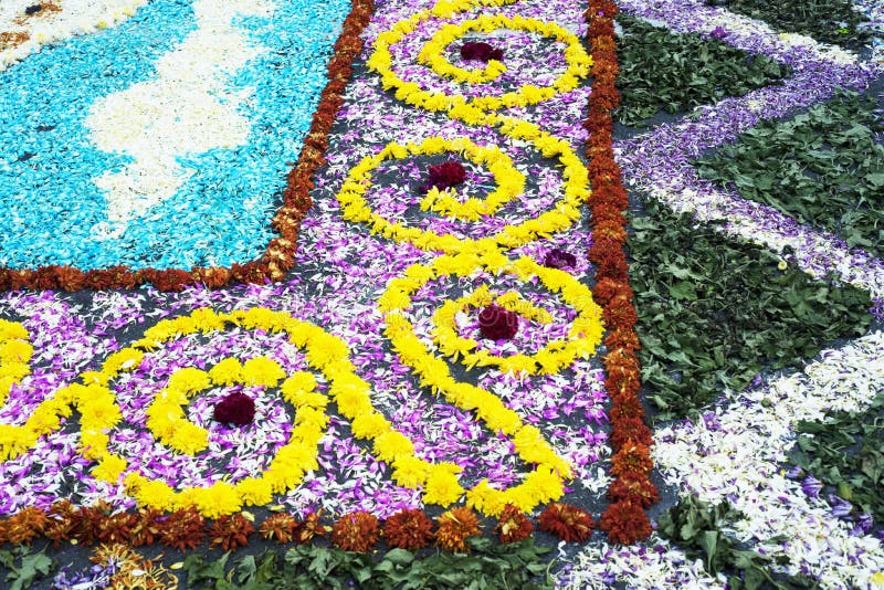 Flower Carpet-street of Cusco City Full Frame Color Peru Stock Image ...