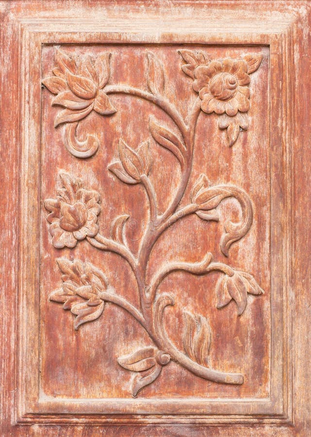 Flower carved on wood stock photo. Image of background - 31617900