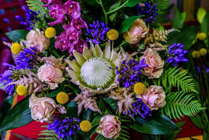 Flower Centre in a Flower Shop with Roses Stock Photo - Image of ...