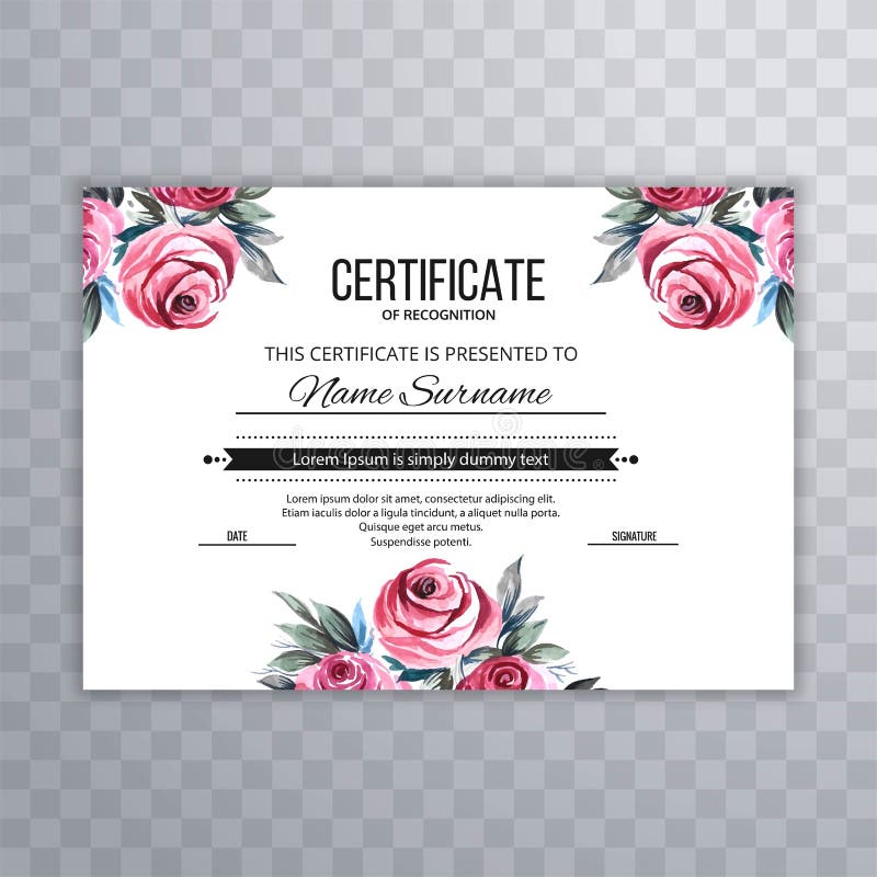 Flower Certificate Template for Achievements Graduation Diploma Design ...