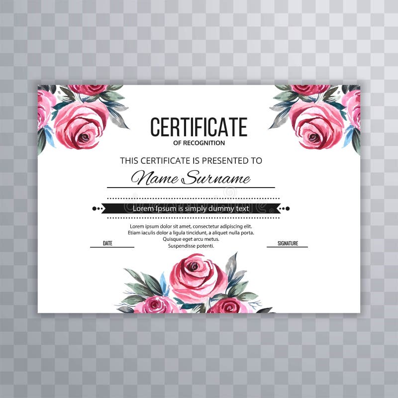 Flower Certificate Template for Achievements Graduation Diploma Design ...