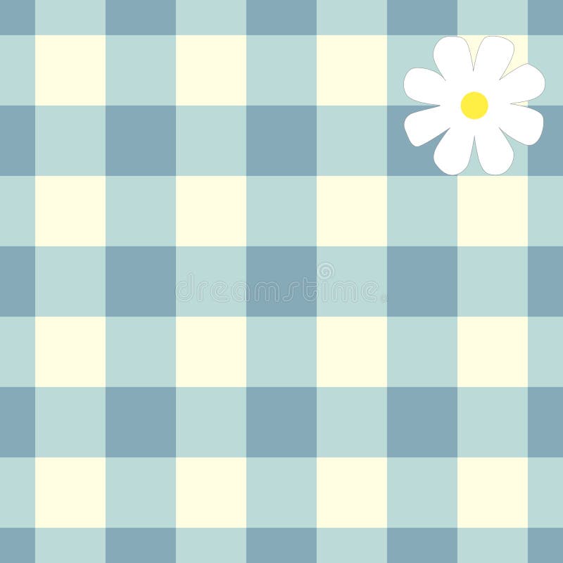 Flower and Check Plaid Pattern. Blue Color Checkered Gingham Background ...