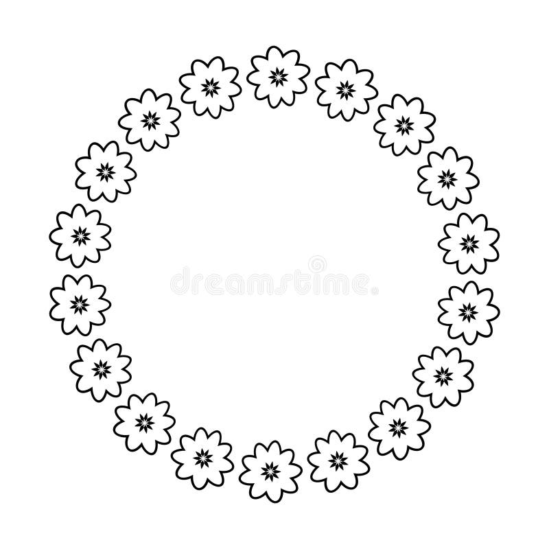 Flower Circle Border Design Rounded Floral Frame Ring for Decoration ...