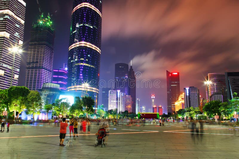 Flower city plaza at night editorial stock photo. Image of china - 24741088