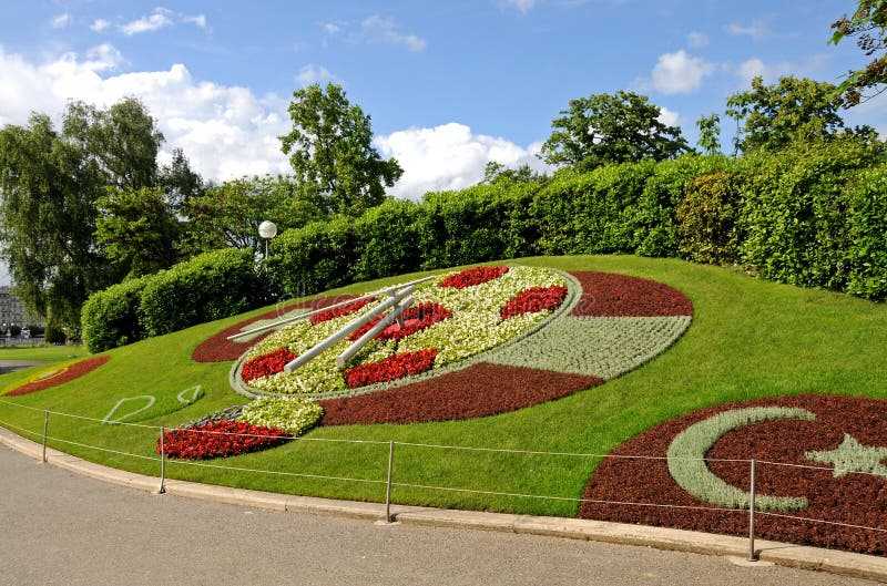 Flower Clock in Geneva stock image. Image of ornament - 5346557