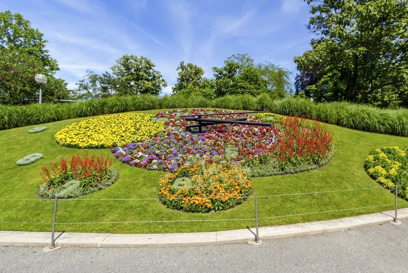 Flower Clock, Geneva, Switzerland Stock Image - Image of europe ...