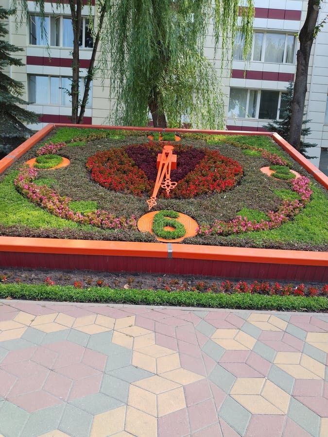 Flower Clock, Willow, Sidewalk, Beautifully Stock Image - Image of ...