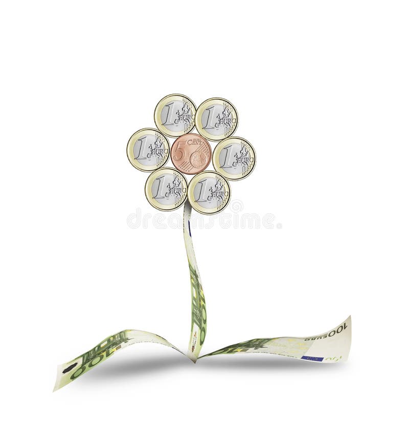 Flower of Coins and Euro Banknotes Stock Image - Image of poor, object ...