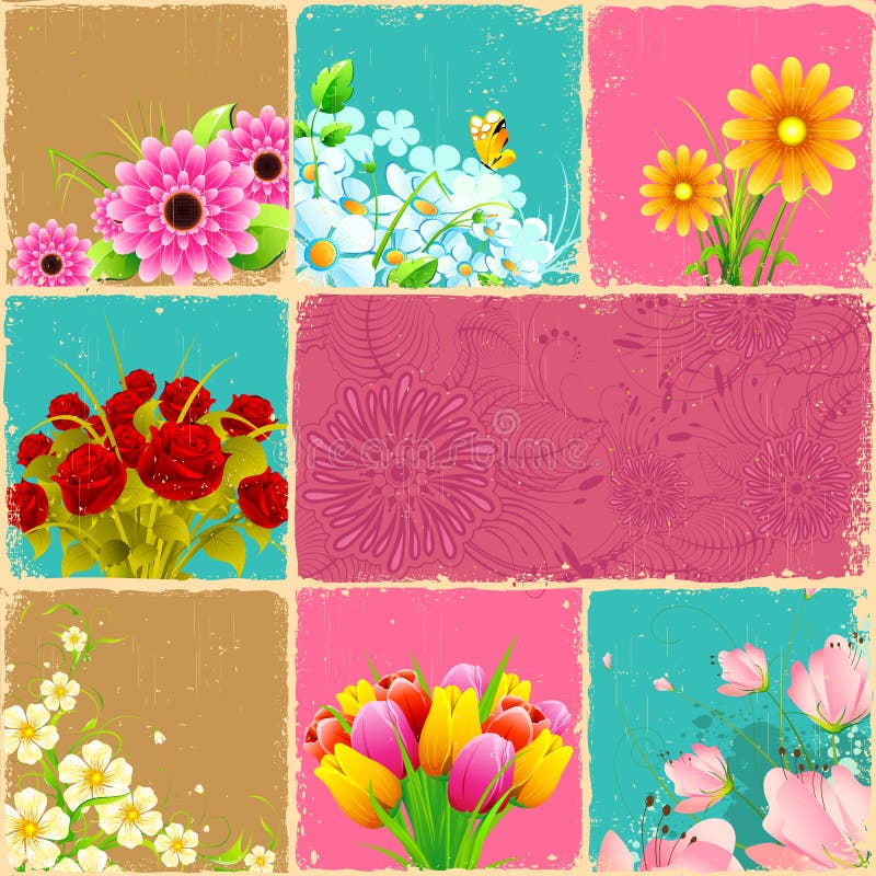 Vector Pattern with Flowers Drawn in Thin Lines Stock Vector ...
