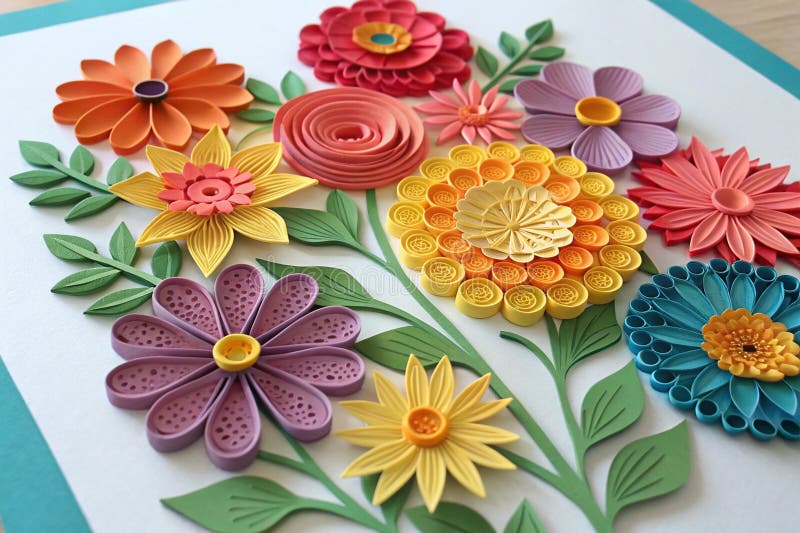 Flower Collage with Paper Cut-outs - Generated by Ai Stock Illustration ...