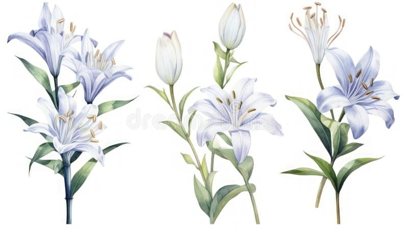 Flower Collection Set in Watercolor on a Clean White Background with ...
