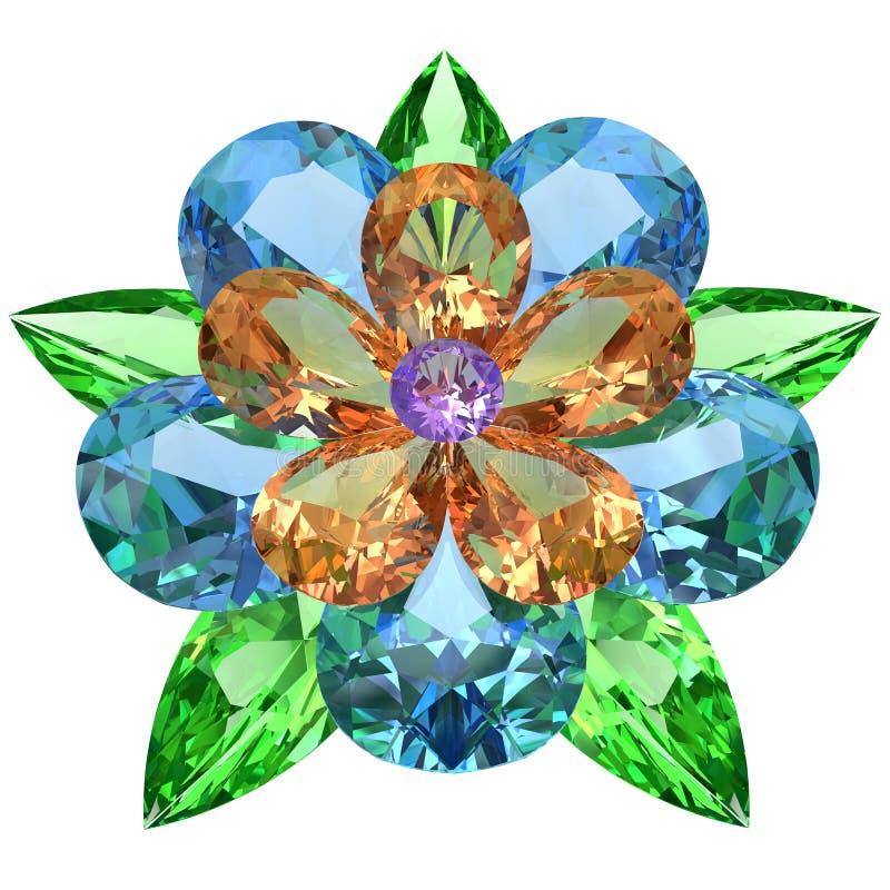 Flower Composed of Colored Gemstones on White Stock Illustration ...