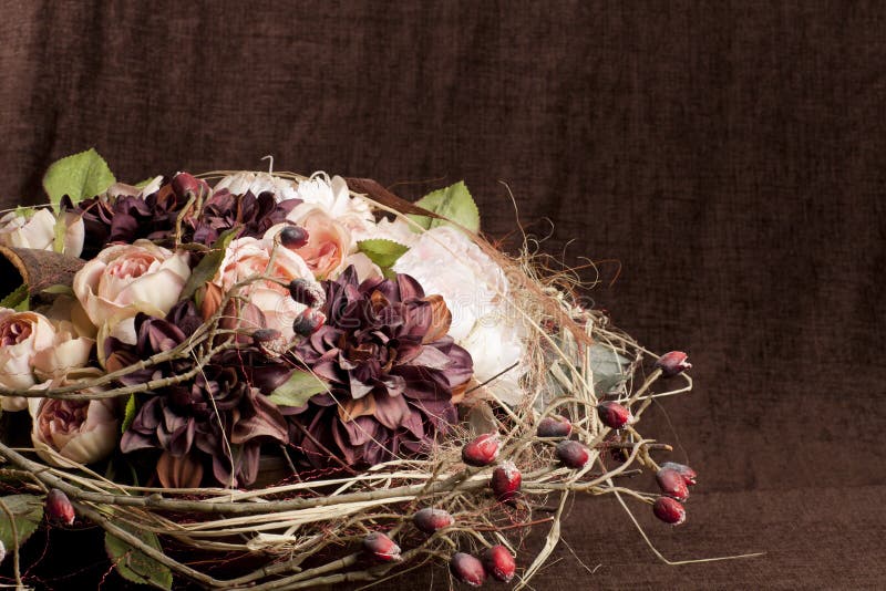 Flower composition stock photo. Image of brown, dogrose - 29605652