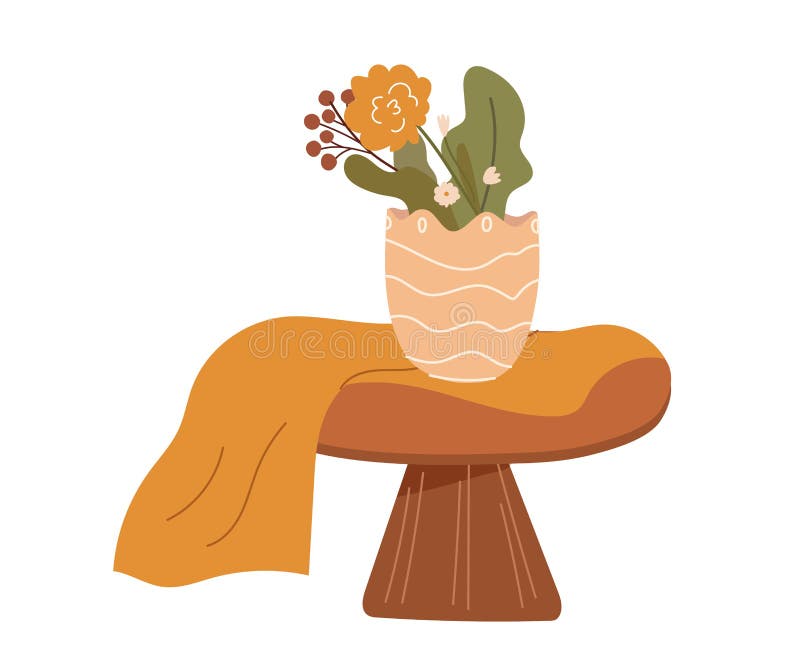 Flower Composition in Ceramic Vase Concept. Cozy Interior Scene ...