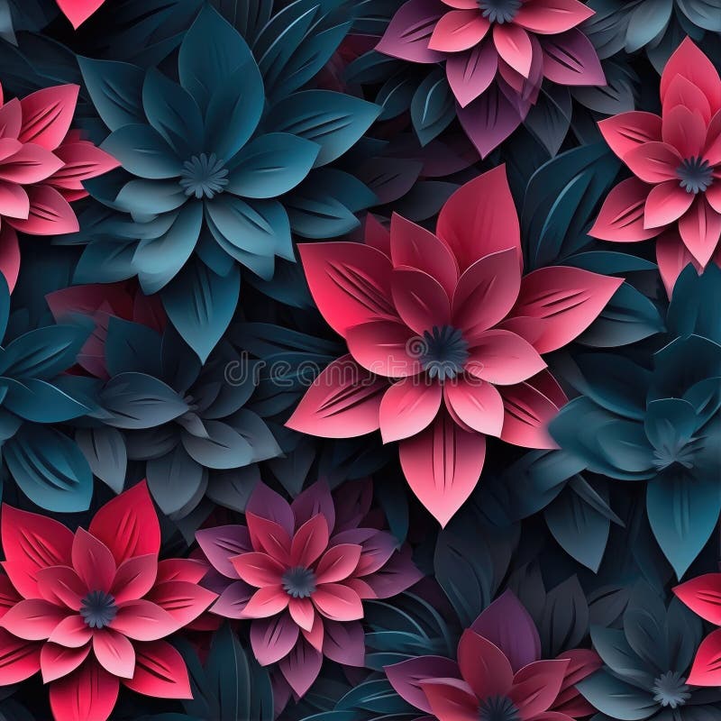 Flower Composition. Paper Quilling Art. Seamless Pattern Stock ...